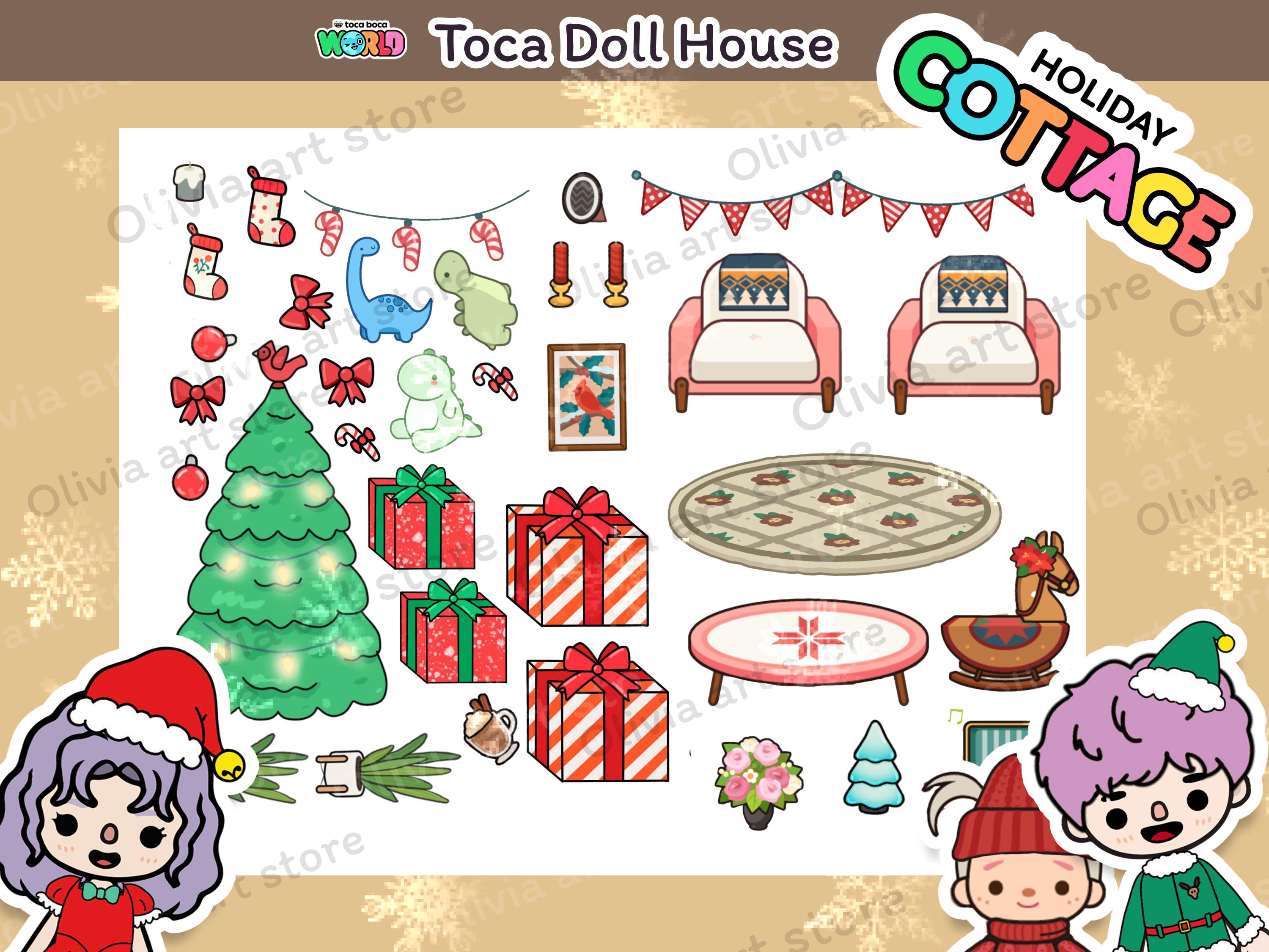 Toca Boca Christmas Paper Doll House: Holiday Cottage Printable (PDF ...