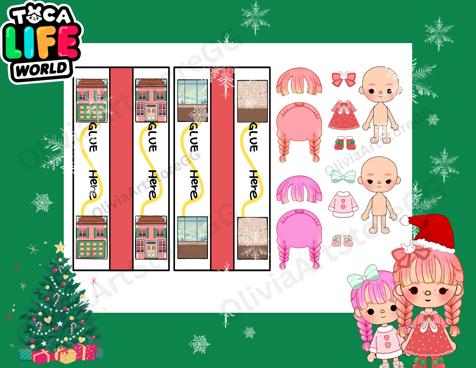 Printable Toca Boca Christmas Gifts Themed Paper Doll House Quiet Book ...