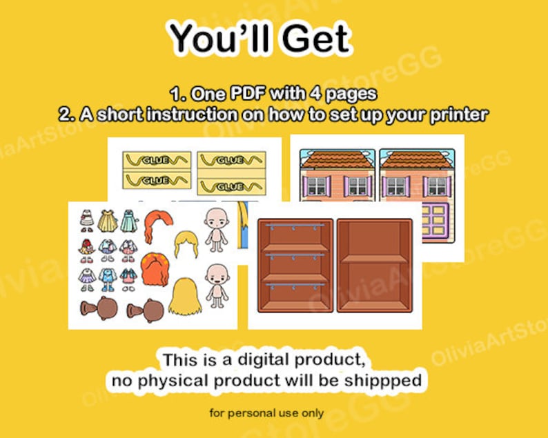 Toca Boca Printable Paper Doll Dress up Game for Girl Activity Quiet ...