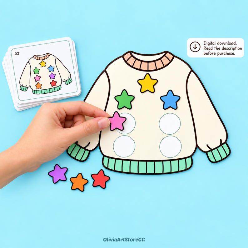 Cozy Sweater Color Matching Game Printable, 28 Pattern Cards, Preschool ...