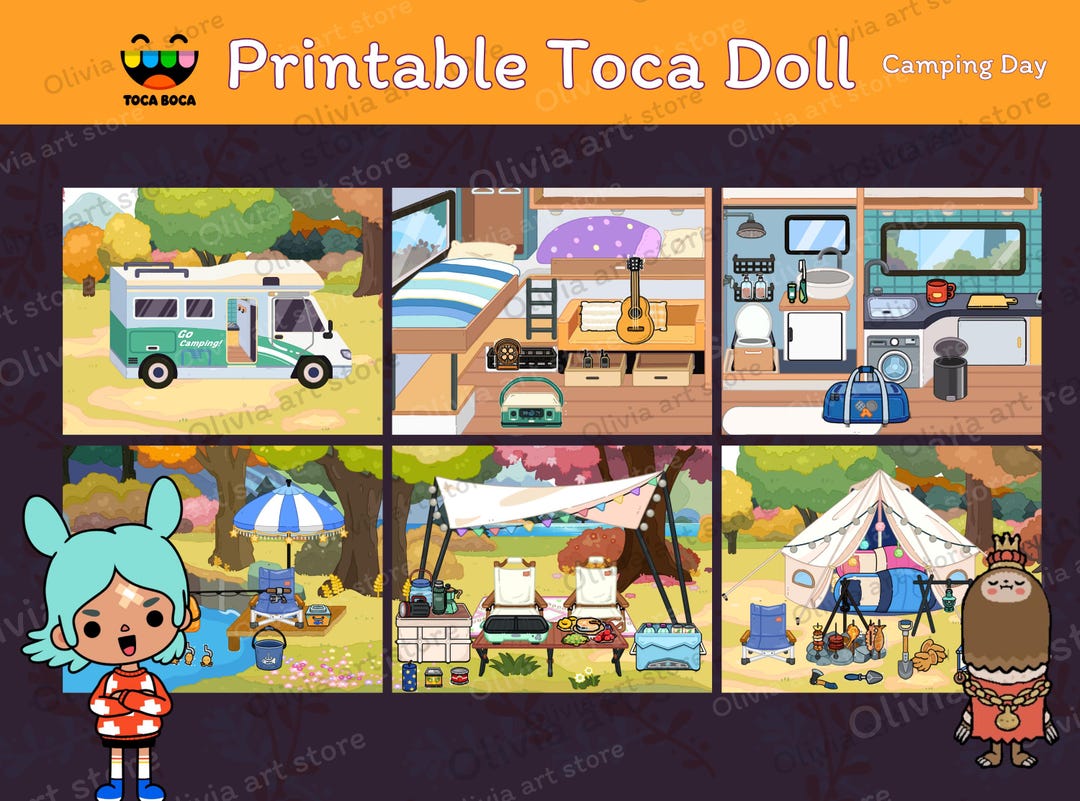 Printable Toca Boca Paper Dollhouse: Camping Camper Van (DIY Project ...