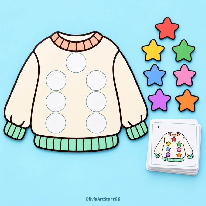 Cozy Sweater Color Matching Game Printable, 28 Pattern Cards, Preschool ...