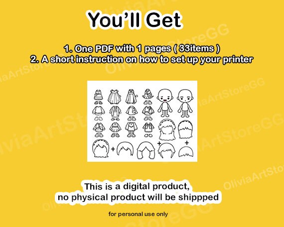 Paper Doll Toca Boca | Girls Activity | Toca Life World Printable - Etsy