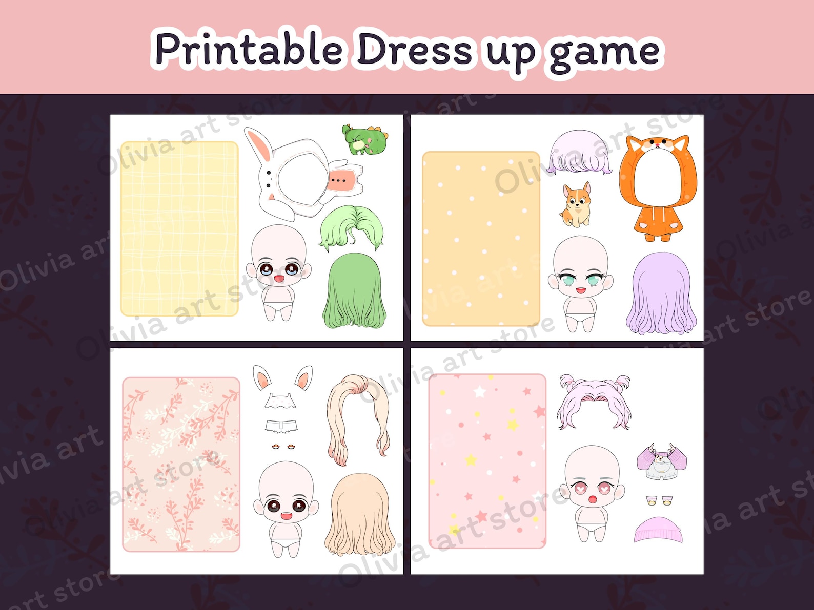 Chibi Doll Printable: Dress up Paper Doll Activity (digital Download ...