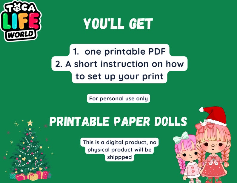 Printable Toca Boca Christmas Gifts Themed Paper Doll House Quiet Book ...