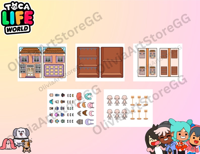 Toca boca muñeca de papel imprimible vestir muñeca actividad personalizable libro tranquilo DIY ...