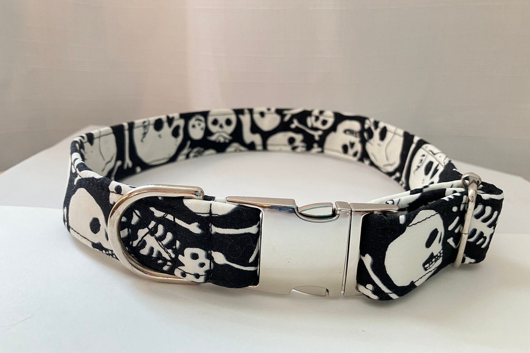 Glow-in-the-dark Skeleton Dog Collar Adjustable, Handmade, Quick ...