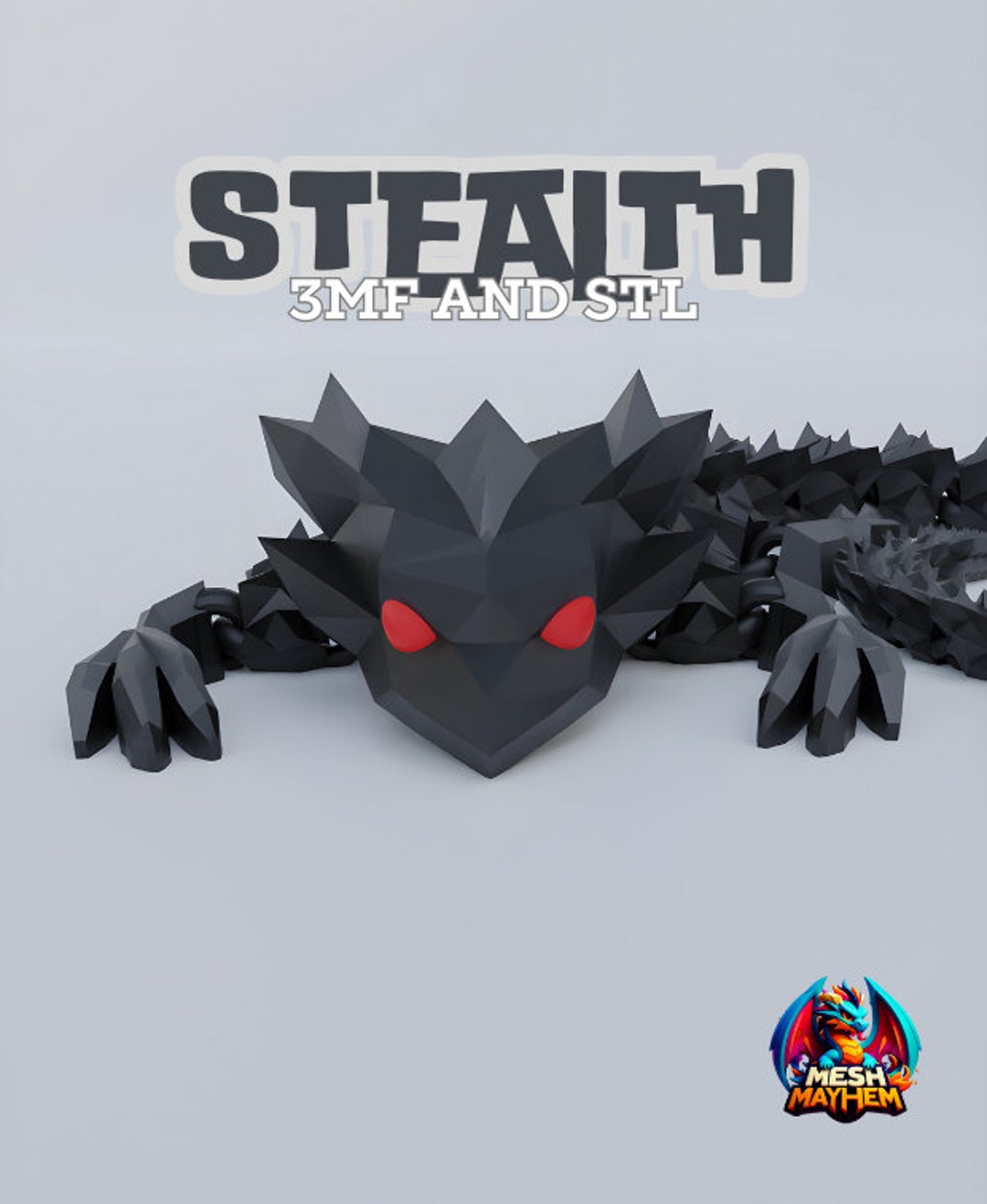 Stealth, Articulated Print in Place Dragon by Mesh Mayhem - Etsy