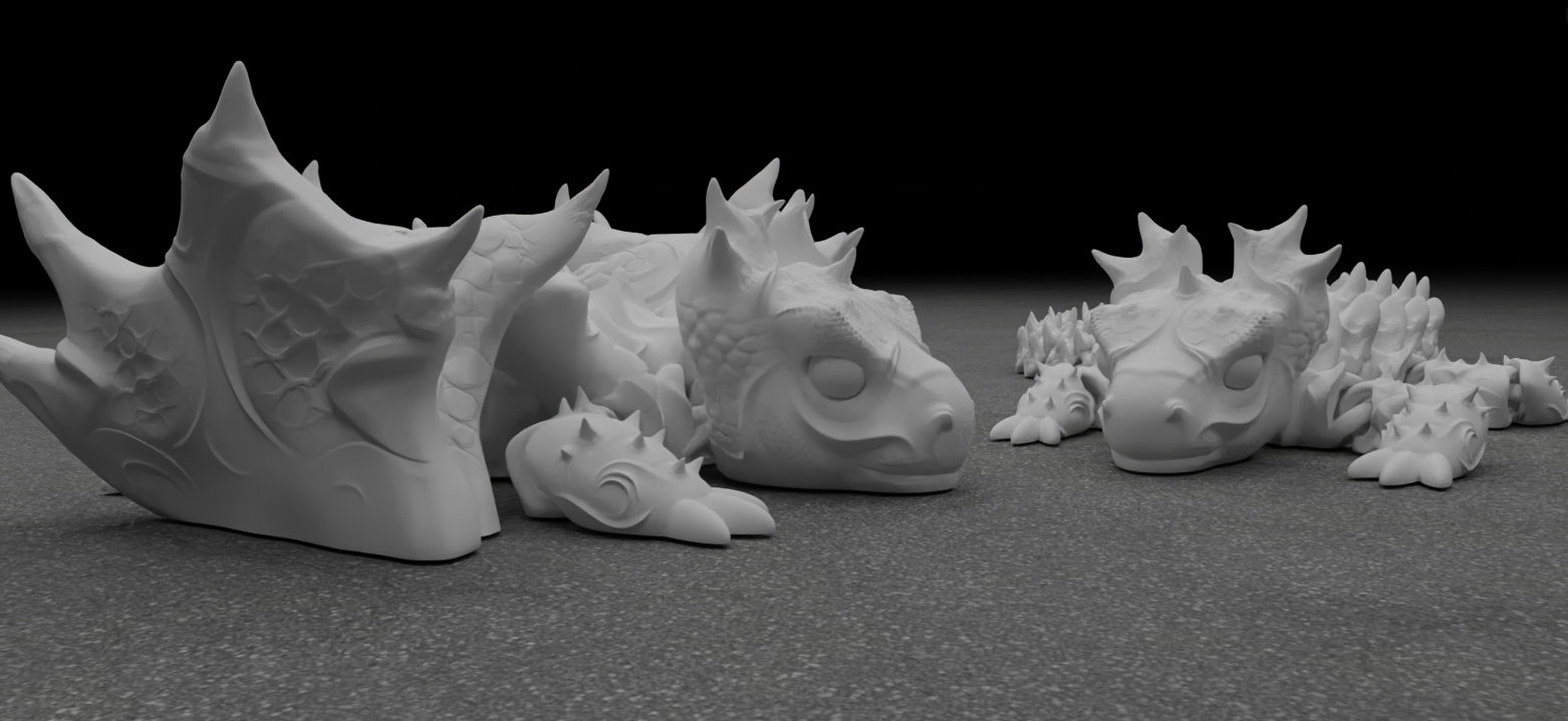 Print in Place Winged Articulated Dragon 009 STL File - Etsy