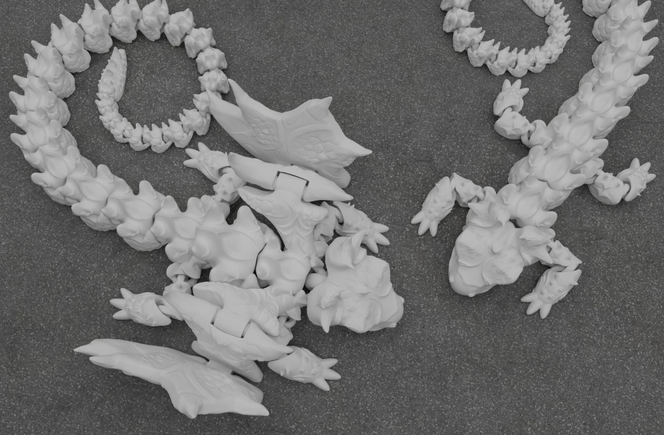 Print in Place Winged Articulated Dragon 009 STL File - Etsy