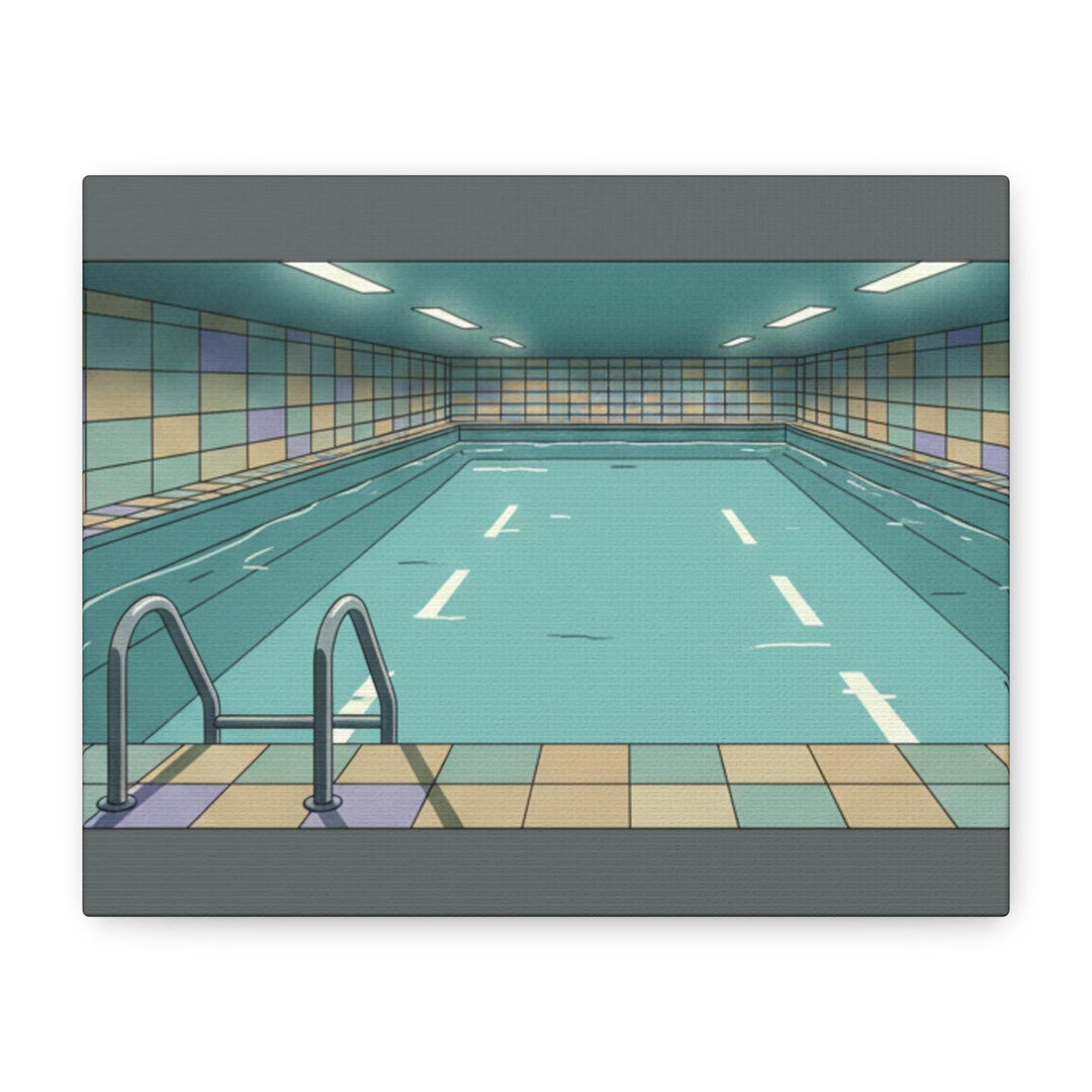 Liminal Poolcore Indoor Pool Canvas, VHS Aesthetic, Nostalgic ...