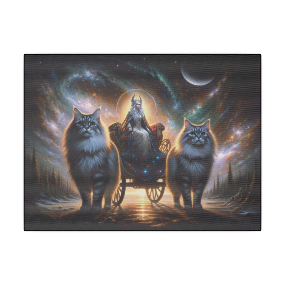 Freya in Chariot With Cats Digital Art Print on Canvas 0.75" - Etsy