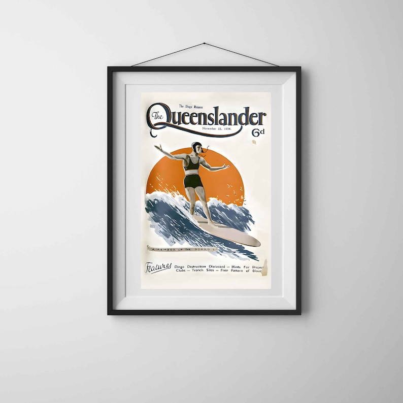 Vintage Queensland Surfing Poster - Etsy