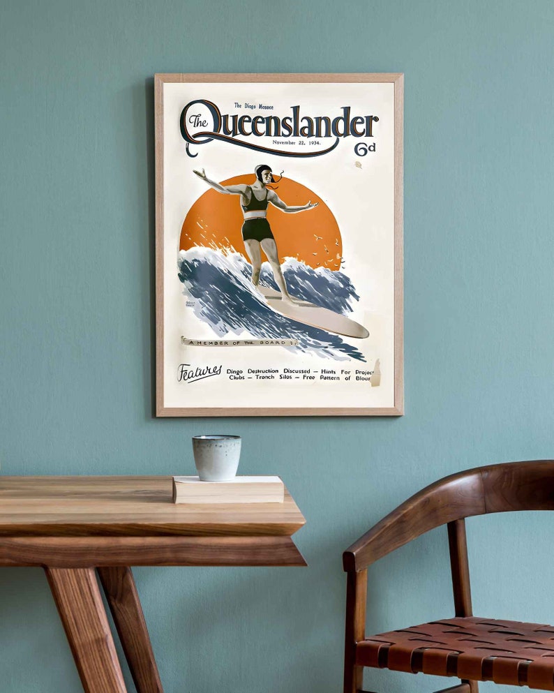 Vintage Queensland Surfing Poster - Etsy