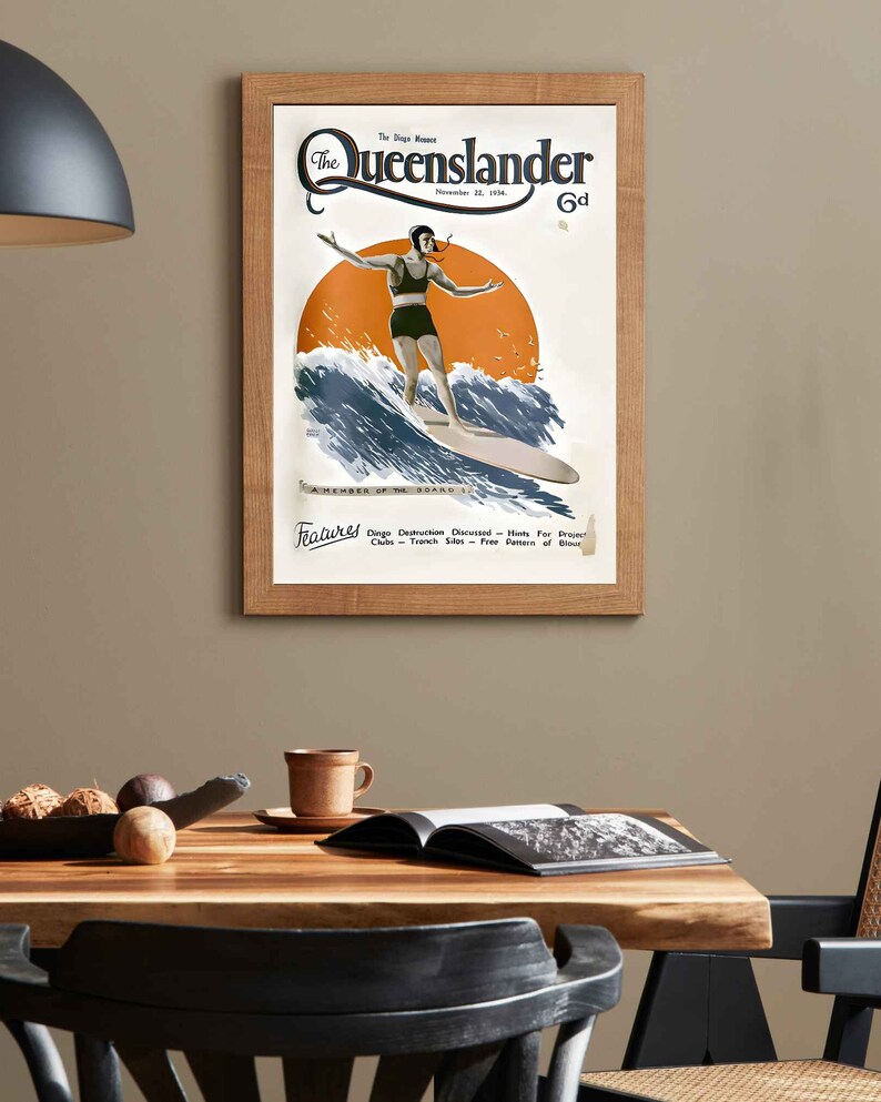 Vintage Queensland Surfing Poster - Etsy