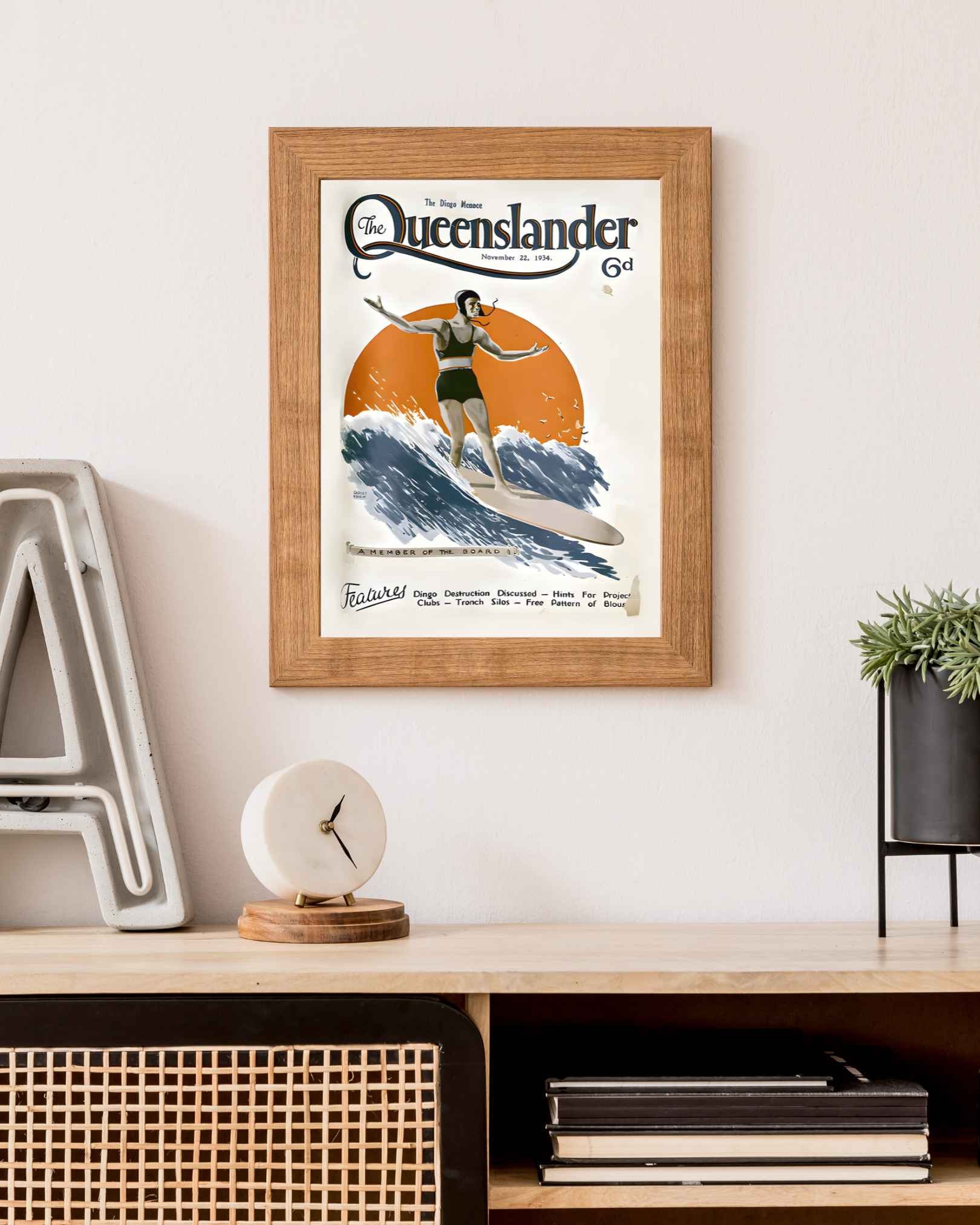 Vintage Queensland Surfing Poster - Etsy Australia