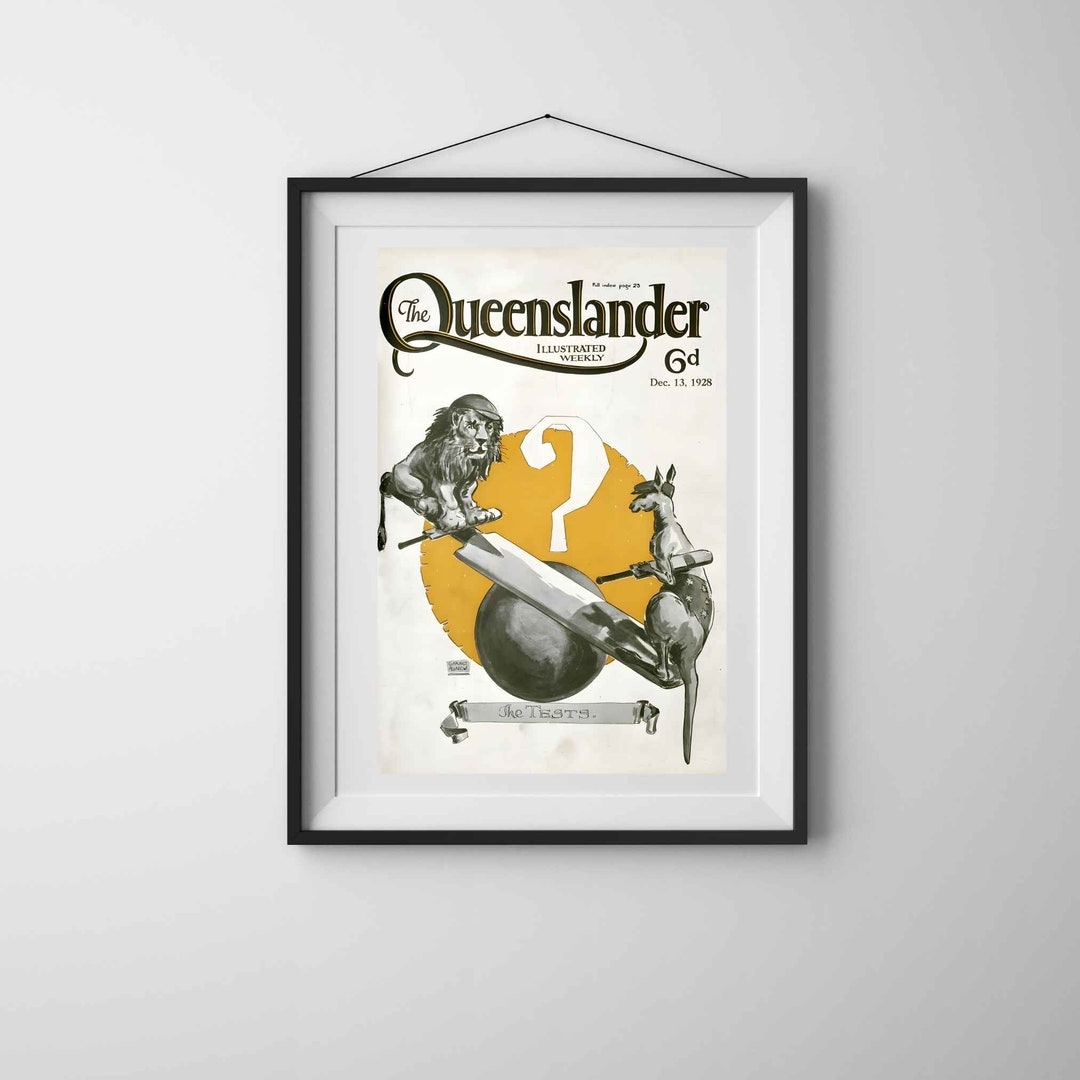Vintage Queensland Poster-england Vs Australia - Etsy