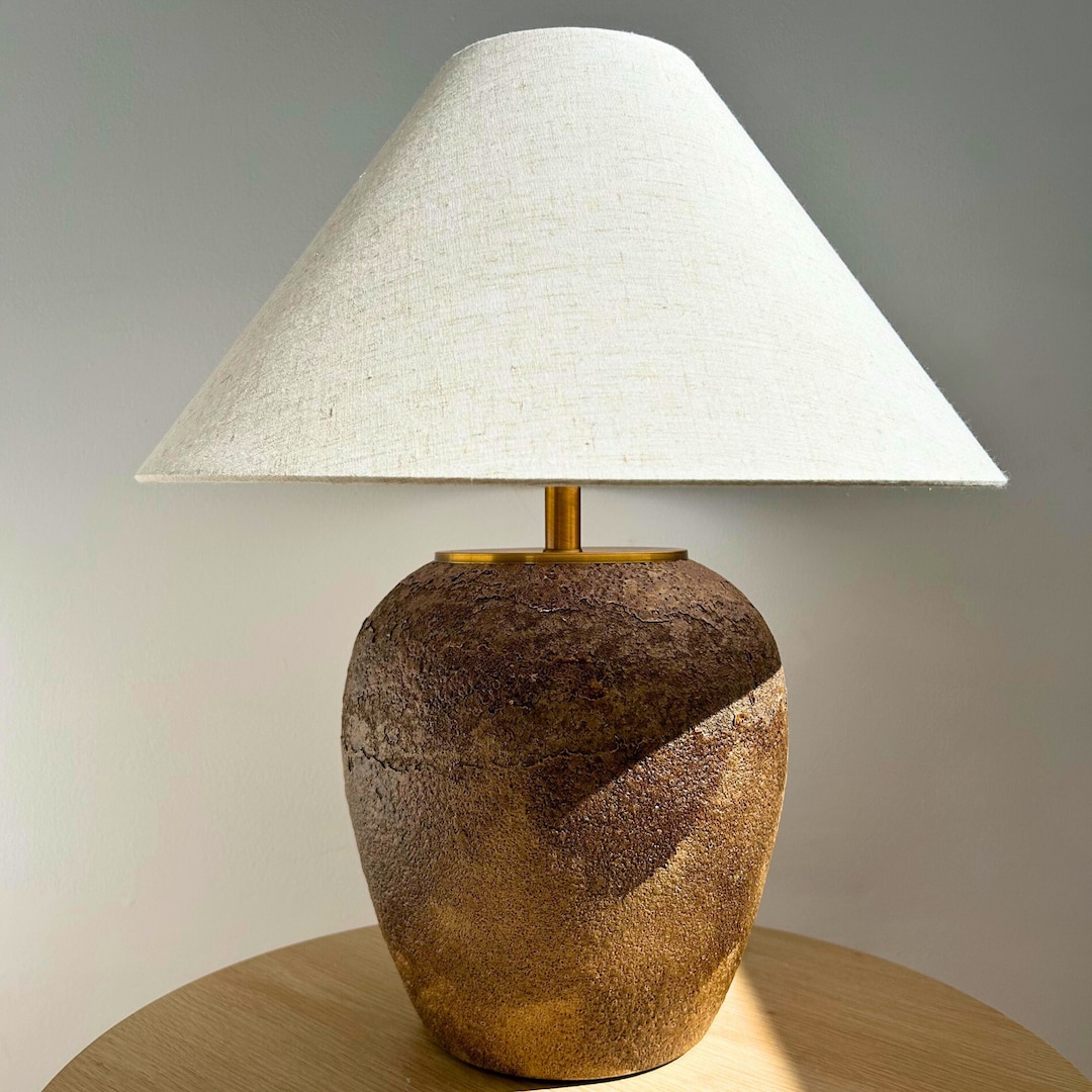 Vintage Wabi Lamp | Wabi Sabi Clay Lamp | Handmade Ceramic Table Lamp ...