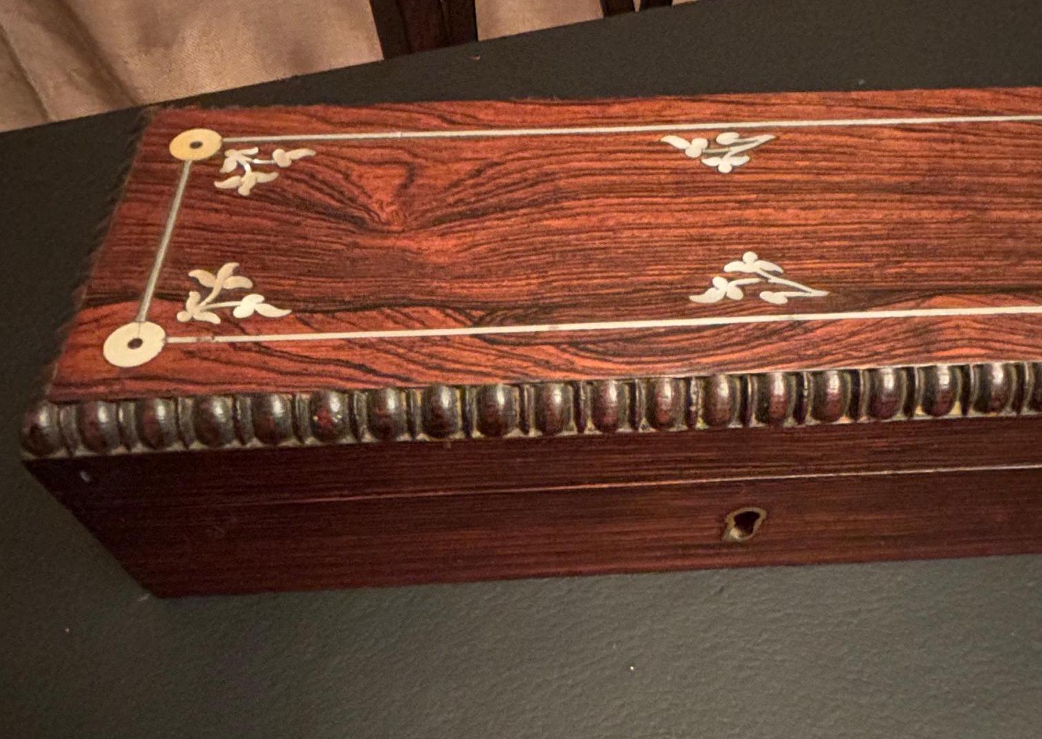 Very Rare Antique Regency/victorian Trinket Box, Hinged. Hickory Wood ...