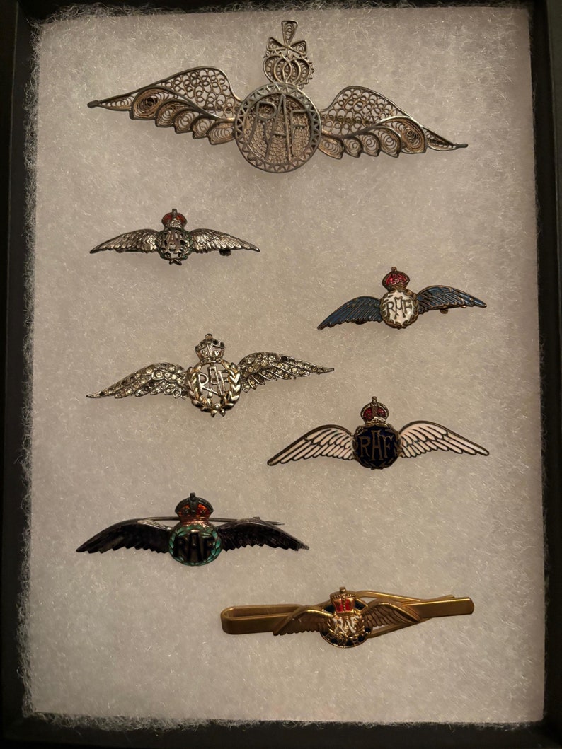 WWII 1940's RAF Militaria Collection of 6 Sweetheart Pins & 1 BWRS Tie ...
