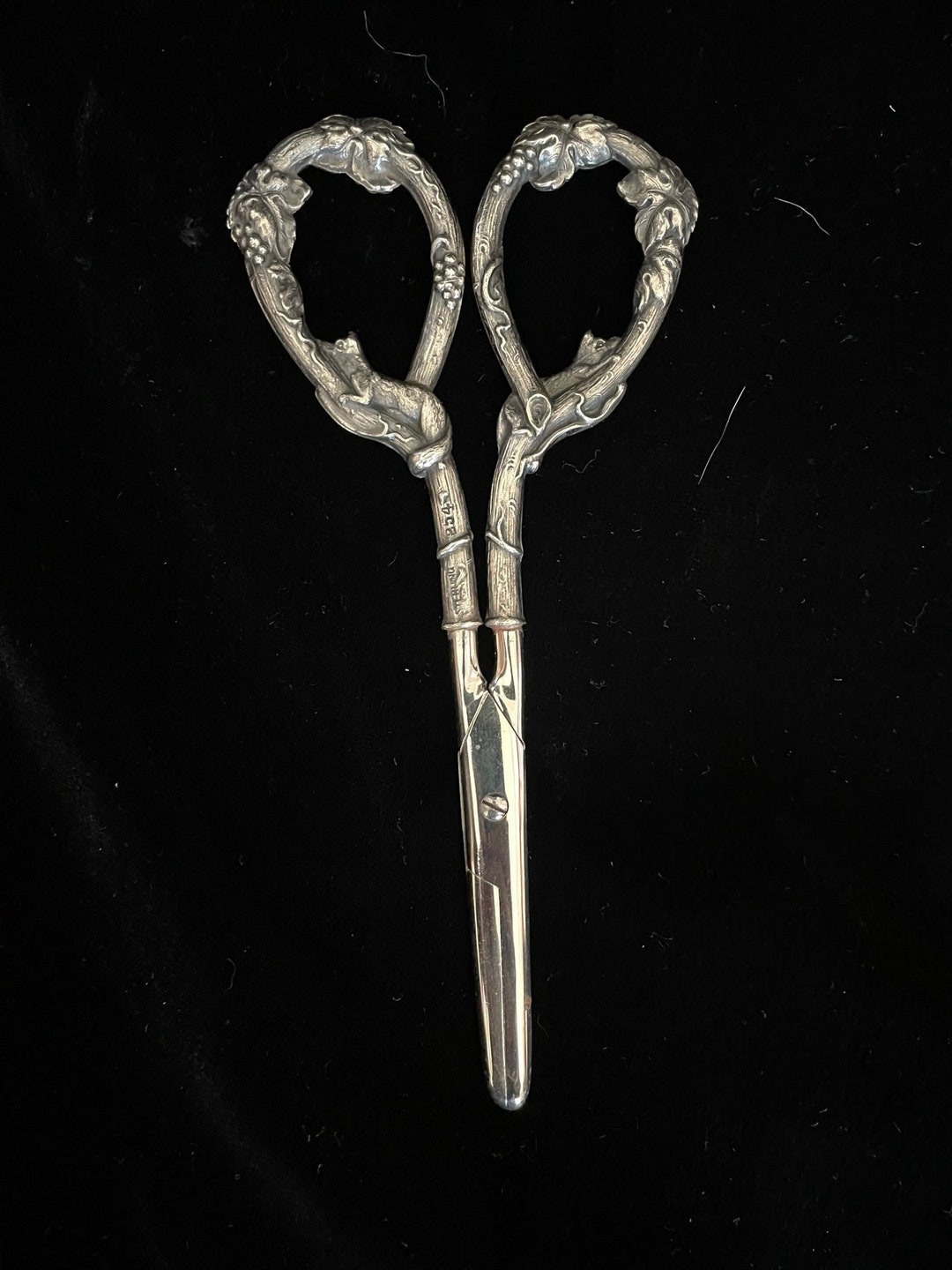 Vintage Scissors, Ornate Handle, Grapes and Vines, With Two Foxes ...