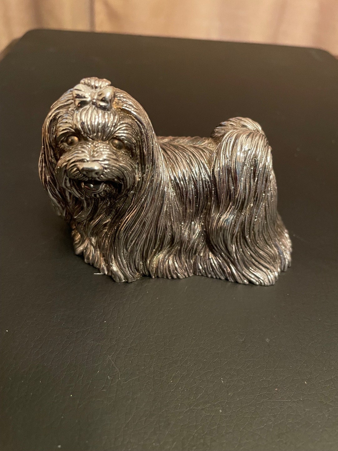 Vintage "maltese" Sterling Silver Dog Sculpture (weighted), With a Bow ...