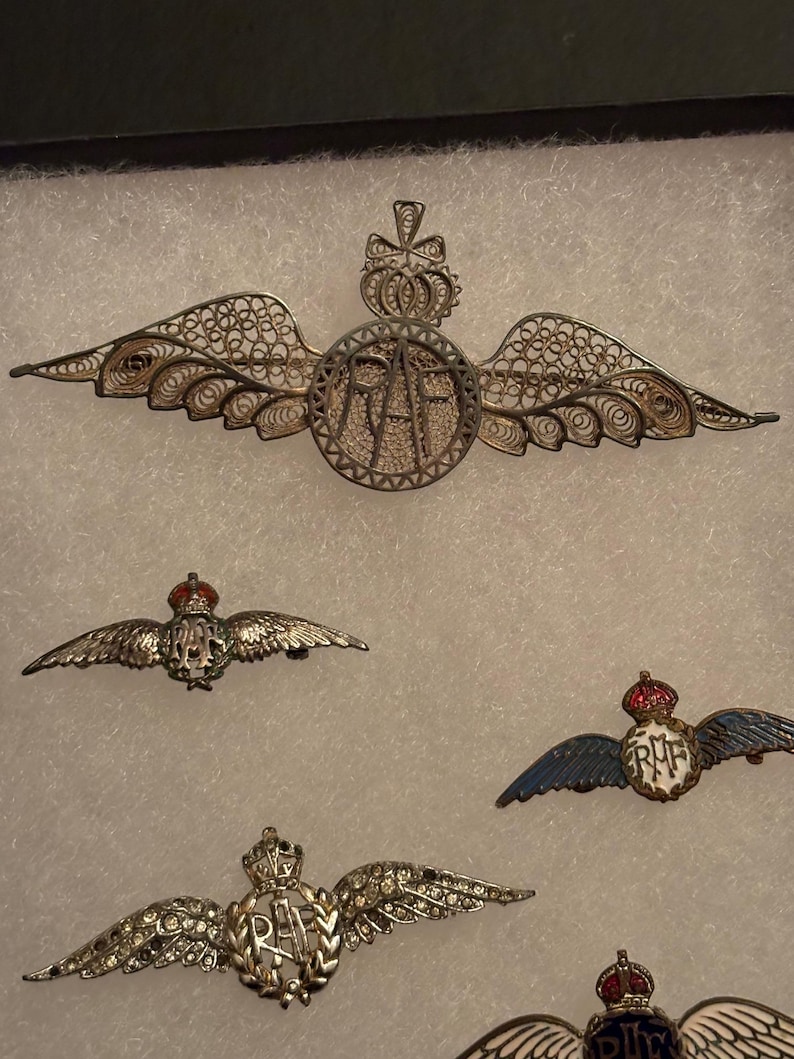 WWII 1940's RAF Militaria Collection of 6 Sweetheart Pins & 1 BWRS Tie ...