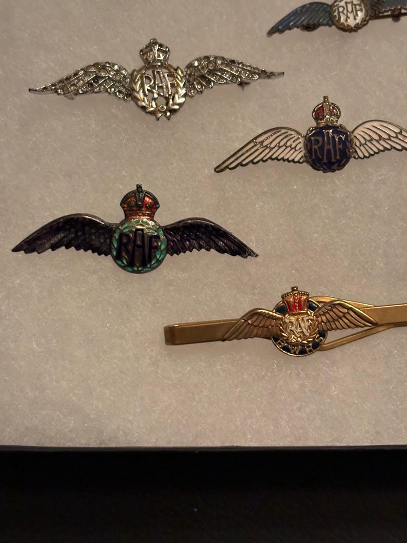 WWII 1940's RAF Militaria Collection of 6 Sweetheart Pins & 1 BWRS Tie ...