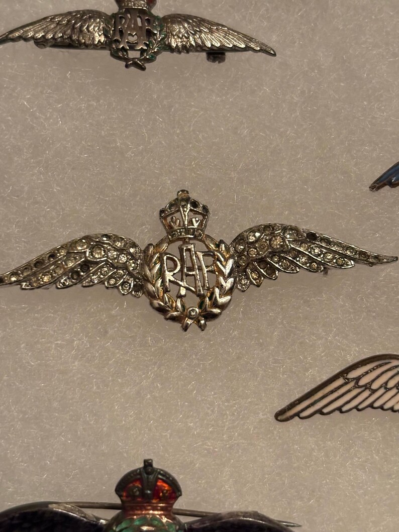 WWII 1940's RAF Militaria Collection of 6 Sweetheart Pins & 1 BWRS Tie ...