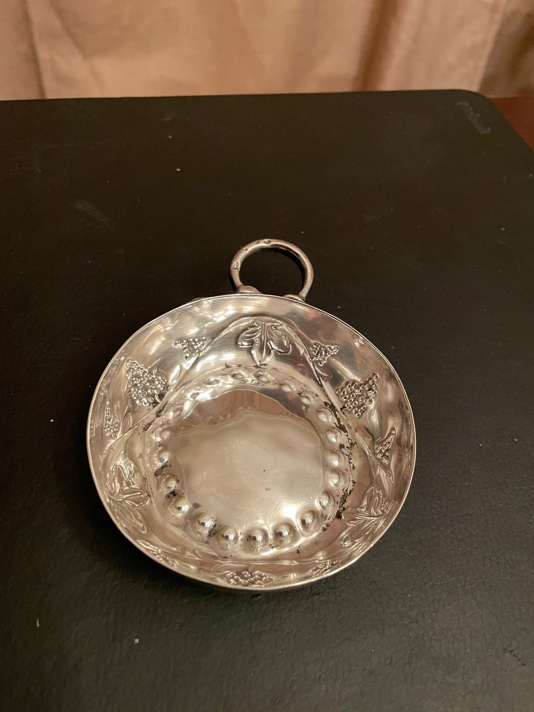 Antique French Tastevin, Late 1800's, 800 Silver, Paris, Grape Design ...