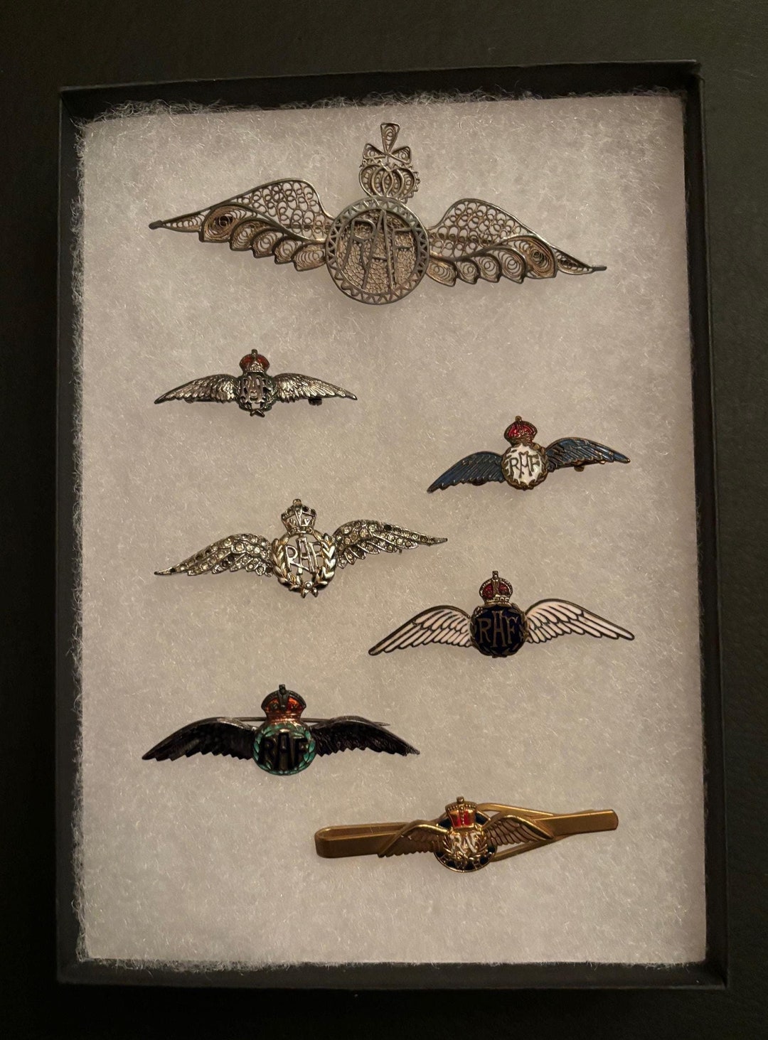 WWII 1940's RAF Militaria Collection of 6 Sweetheart Pins & 1 BWRS Tie ...