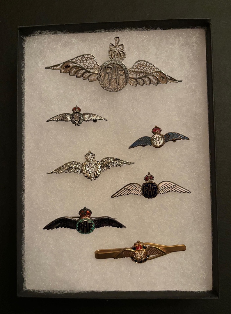 WWII 1940's RAF Militaria Collection of 6 Sweetheart Pins & 1 BWRS Tie ...