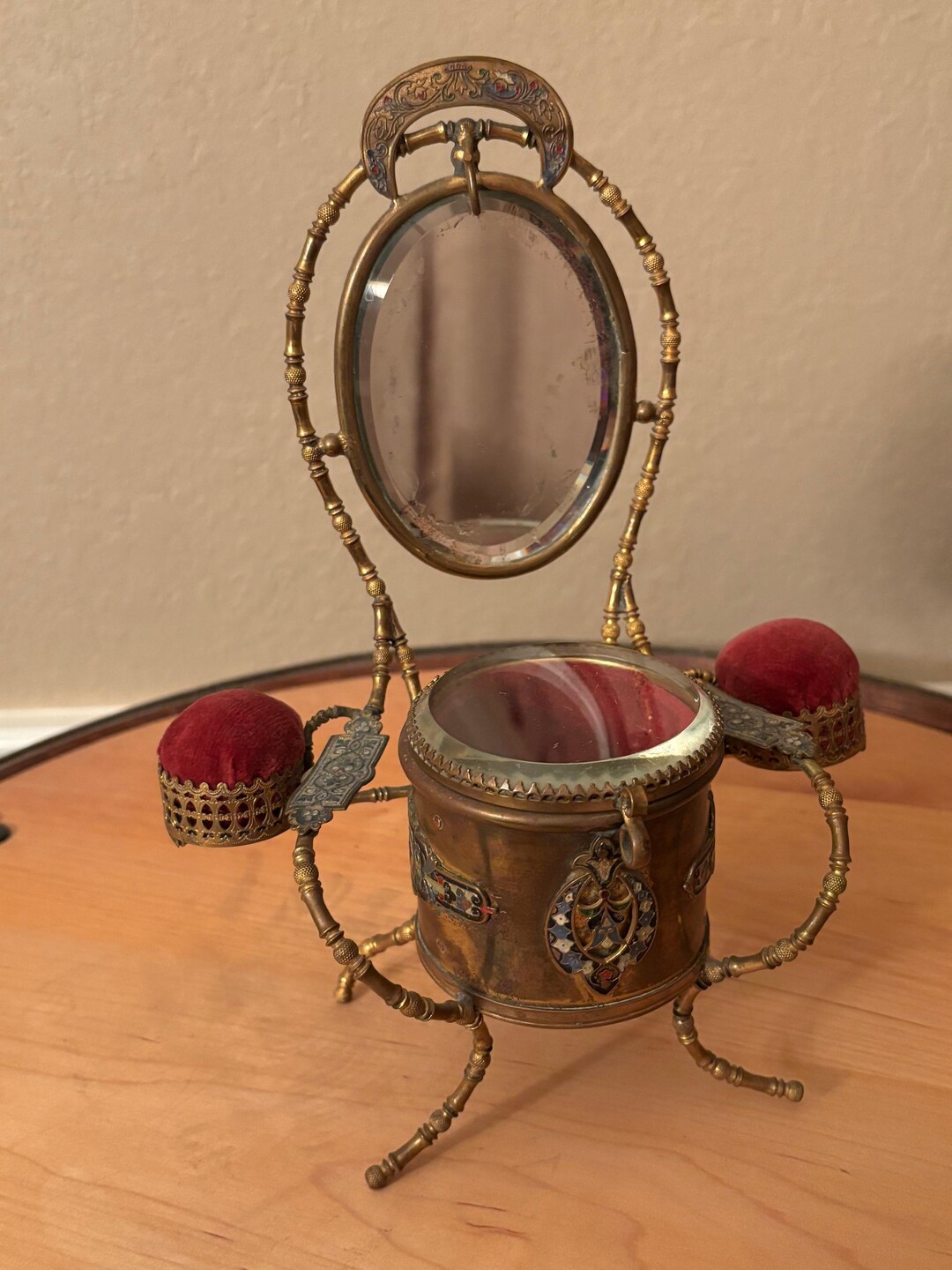 Antique Belle Epoque French Gilt/enameled Chair Casket, Beveled Glass ...