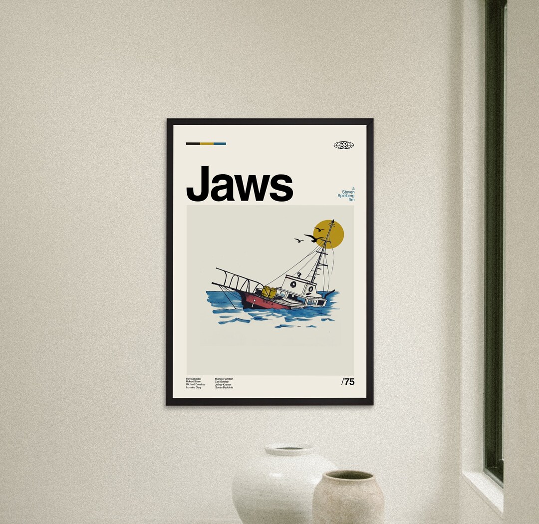 Jaws Poster, Movie poster, Retro Modern Poster, Modern Art, Retro ...