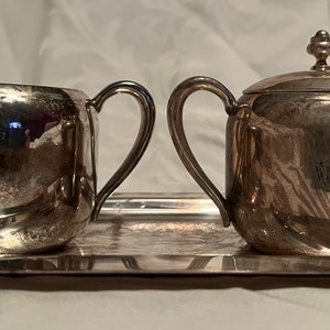 Vintage Keystoneware Silverplated Cream and Sugar Set With Etched Tray ...