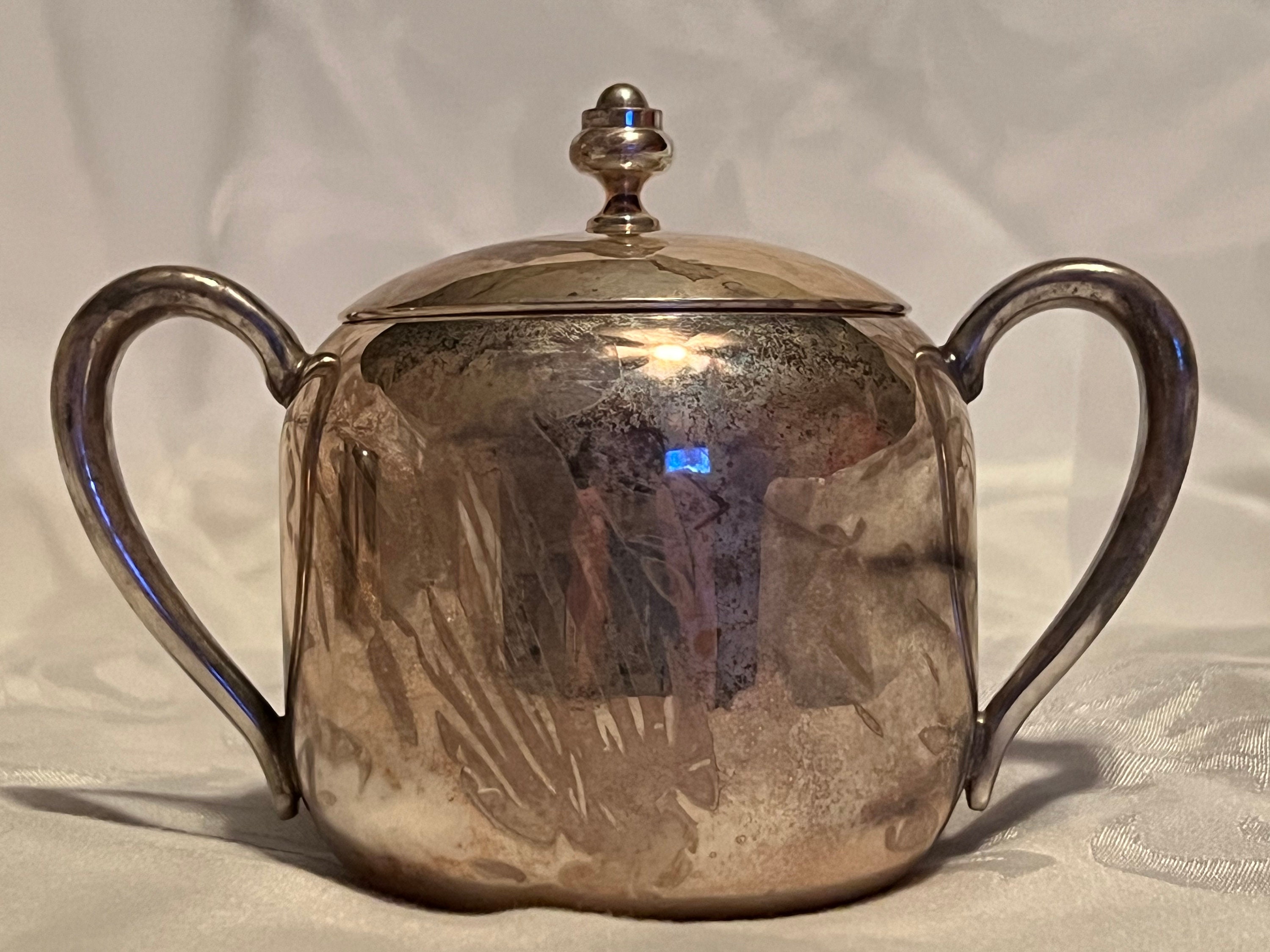 Vintage Keystoneware Silverplated Cream and Sugar Set With Etched Tray ...