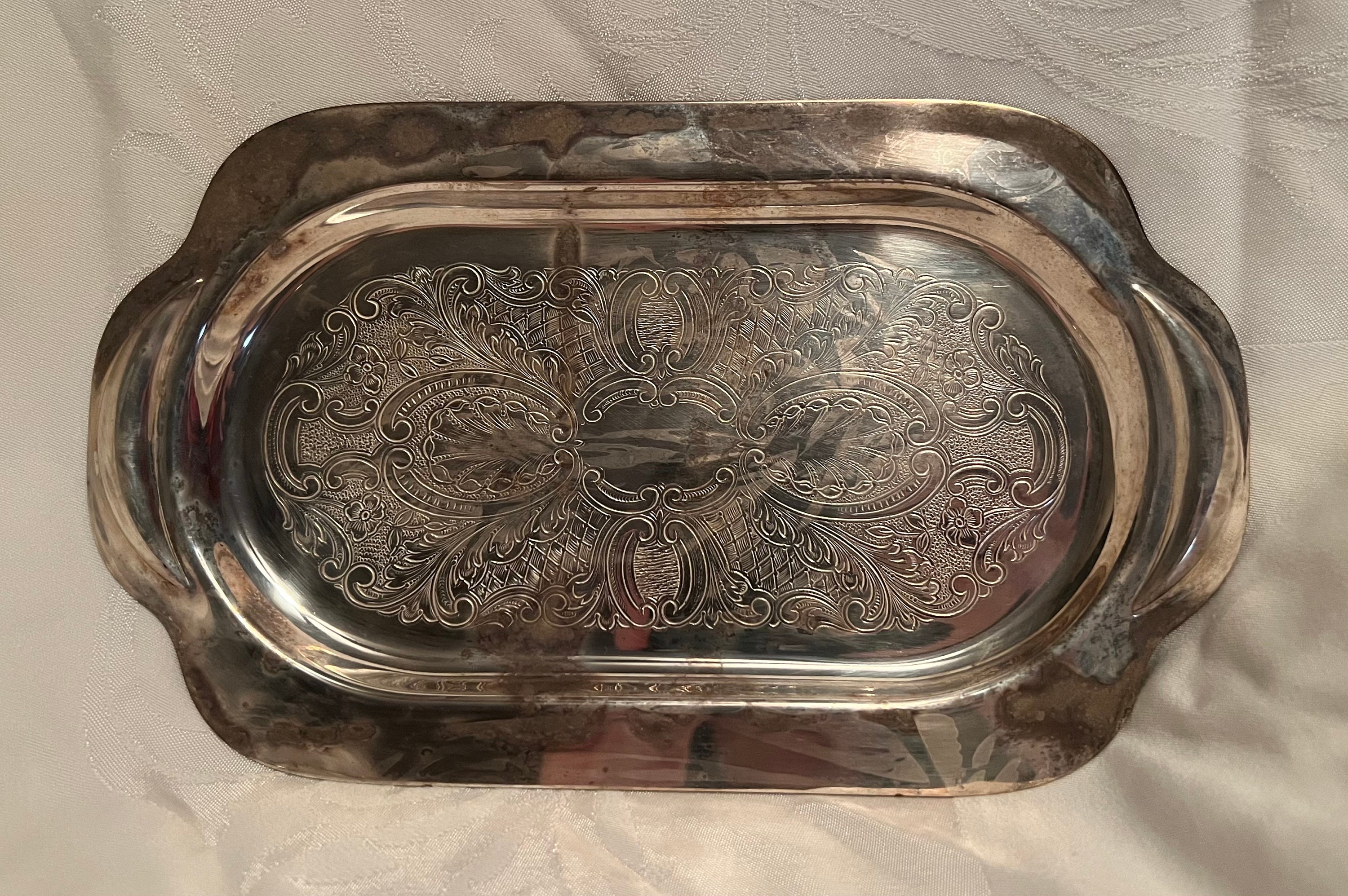 Vintage Keystoneware Silverplated Cream and Sugar Set With Etched Tray ...
