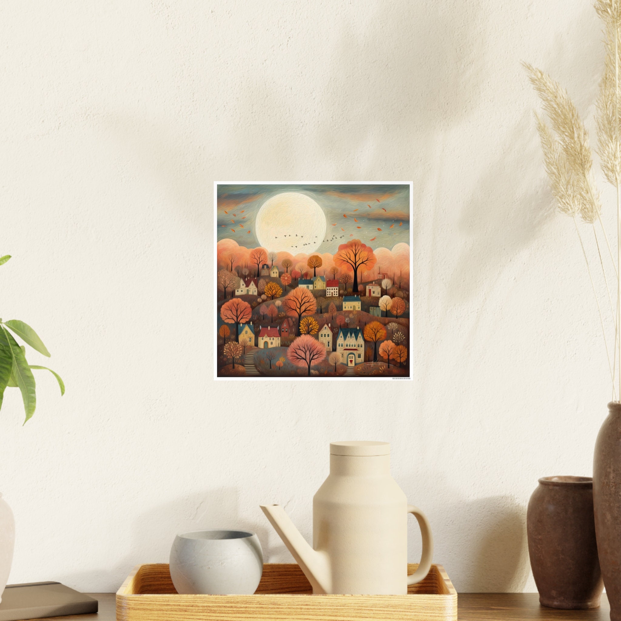 Folk Art Photo Art Paper Posters With Village in Autumn - Etsy