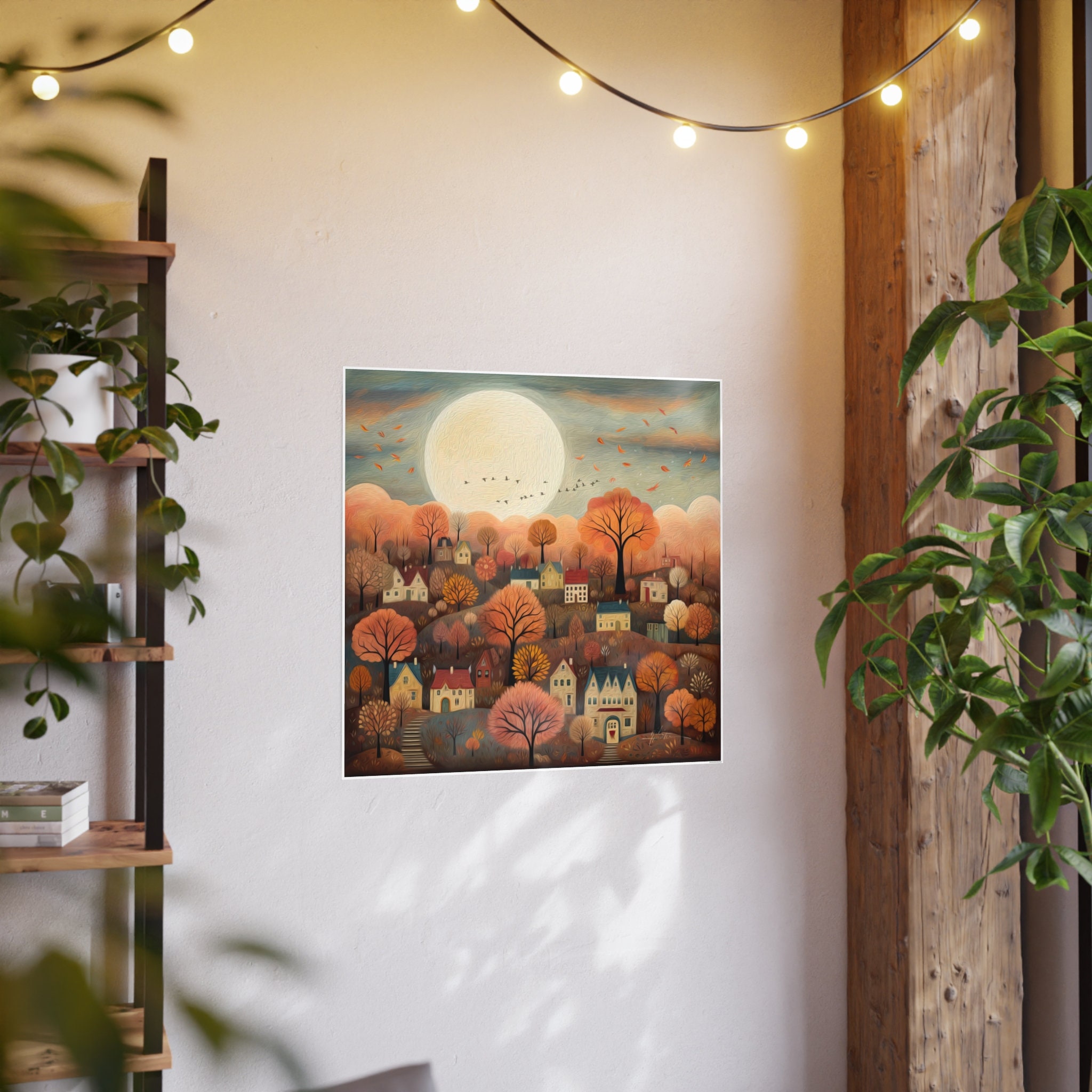 Folk Art Photo Art Paper Posters With Village in Autumn - Etsy