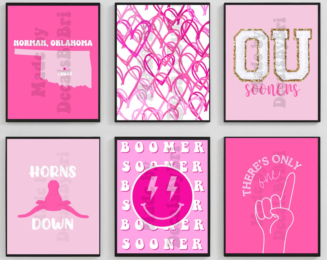 Oklahoma Sooners Dorm Decor Preppy Pink Boomer Sooner - Etsy