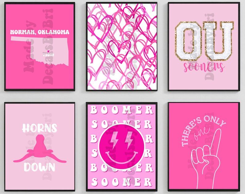 Oklahoma Sooners Dorm Decor Preppy Pink Boomer Sooner - Etsy