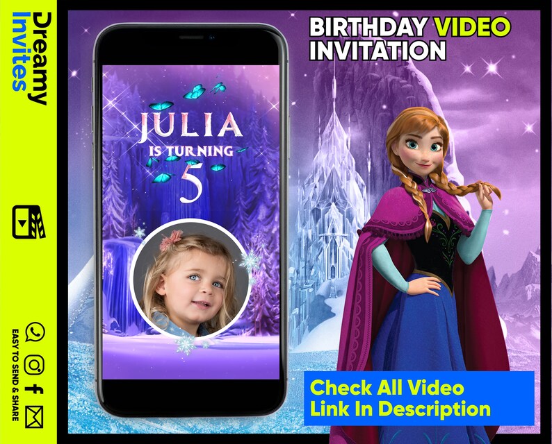 Frozen Elsa Birthday Video Invitation Elsa Invitation Elsa Animated ...