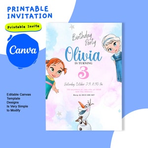 Frozen Birthday Invitation Digital Download With FREE Thank You Tags ...