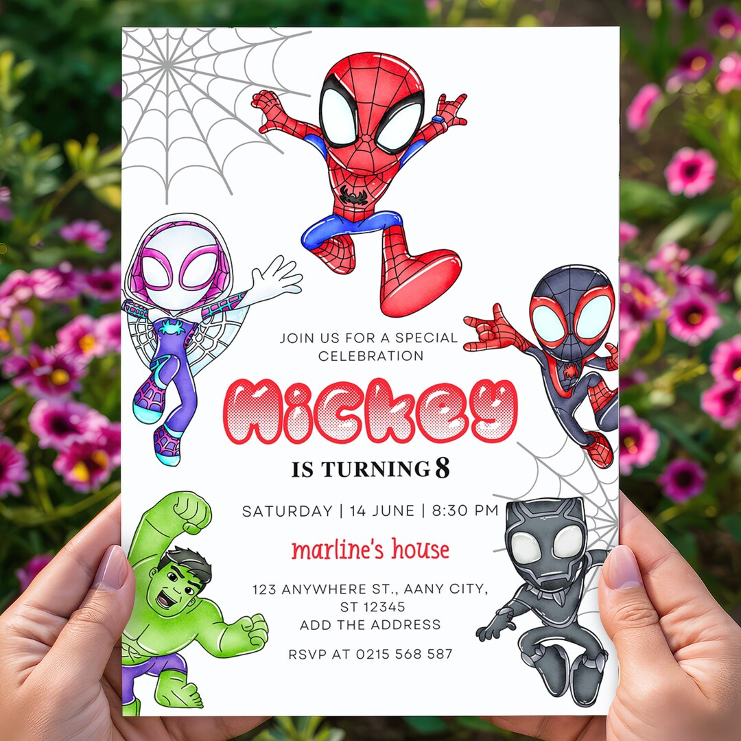 Spidey and His Amazing Friends Birthday Invitation With FREE Spidey ...