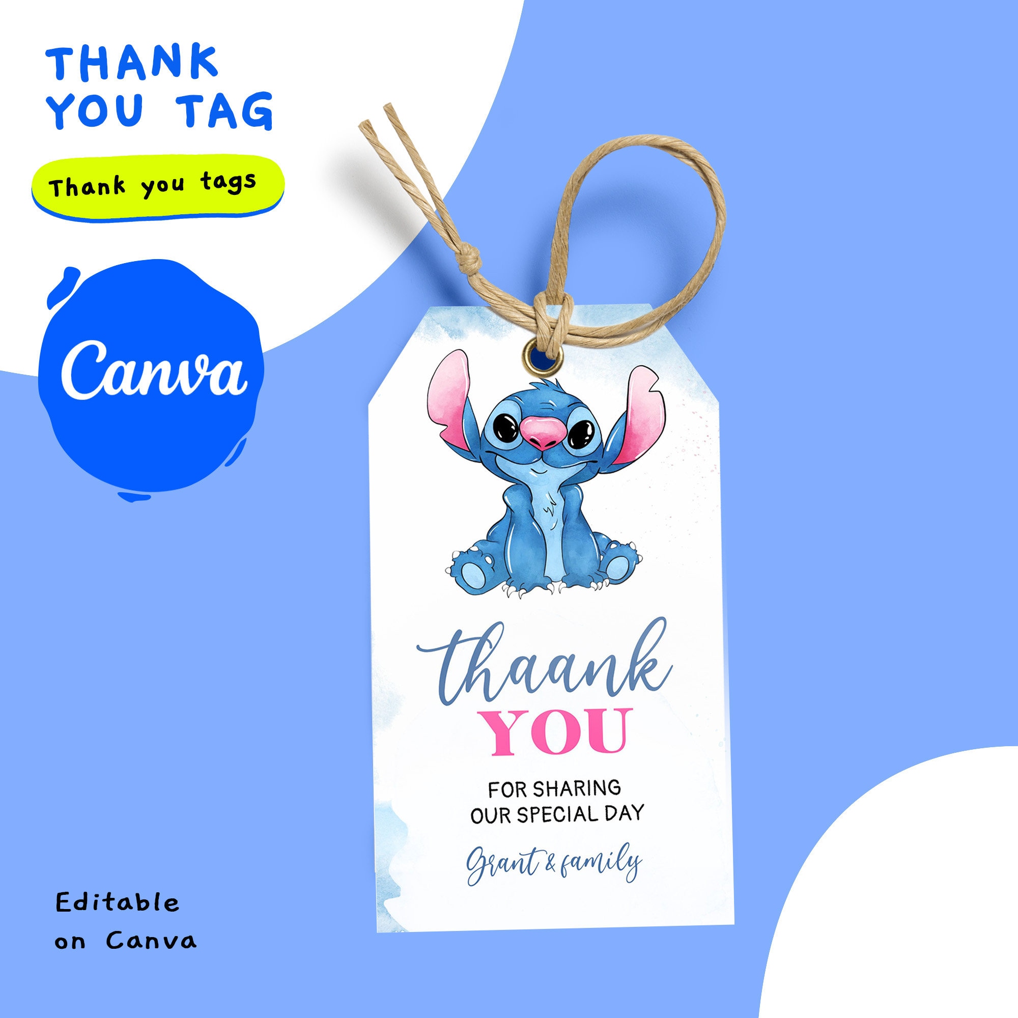 Angel and Stitch Birthday Invitation Template Editable Stitch Girls ...