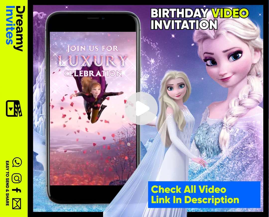 Frozen Elsa Birthday Video Invitation - Elsa Invitation - Elsa Animated ...