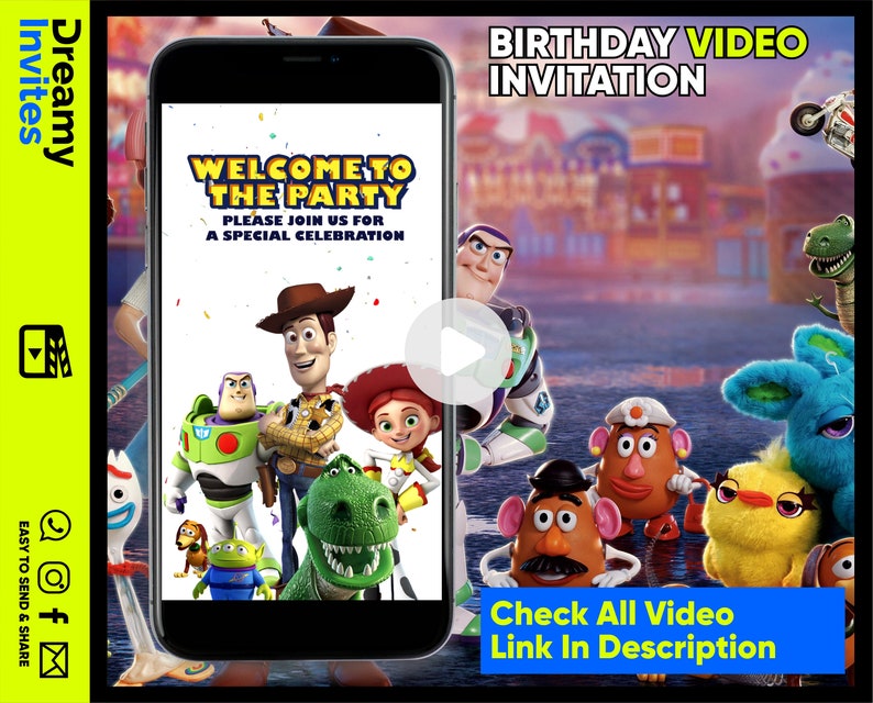 Digital Toy Story Birthday Invitation Video Ready in 24H! Two Infinity ...