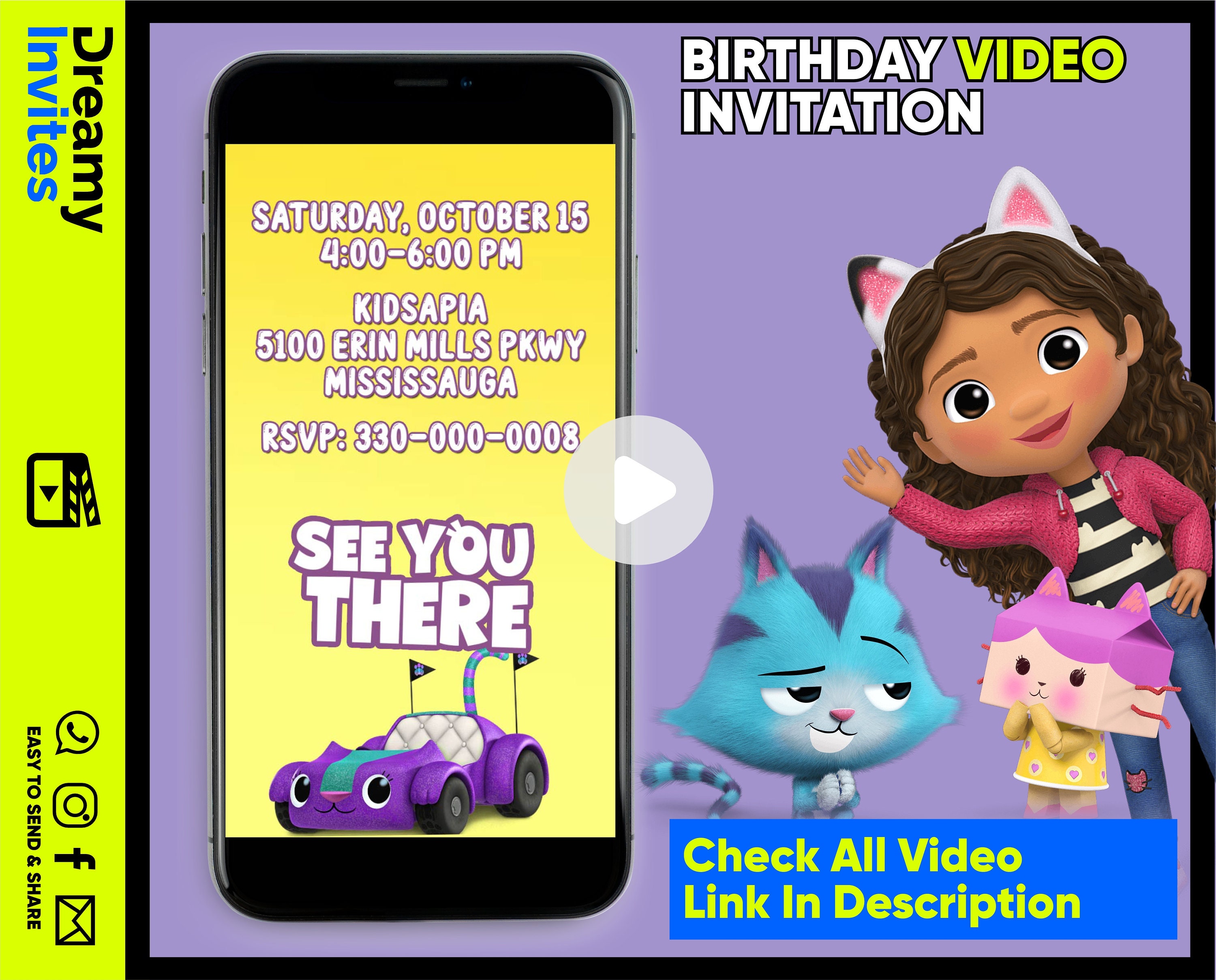 Gabby Dollhouse Birthday Video Invitation, Gabby Dollhouse Digital ...