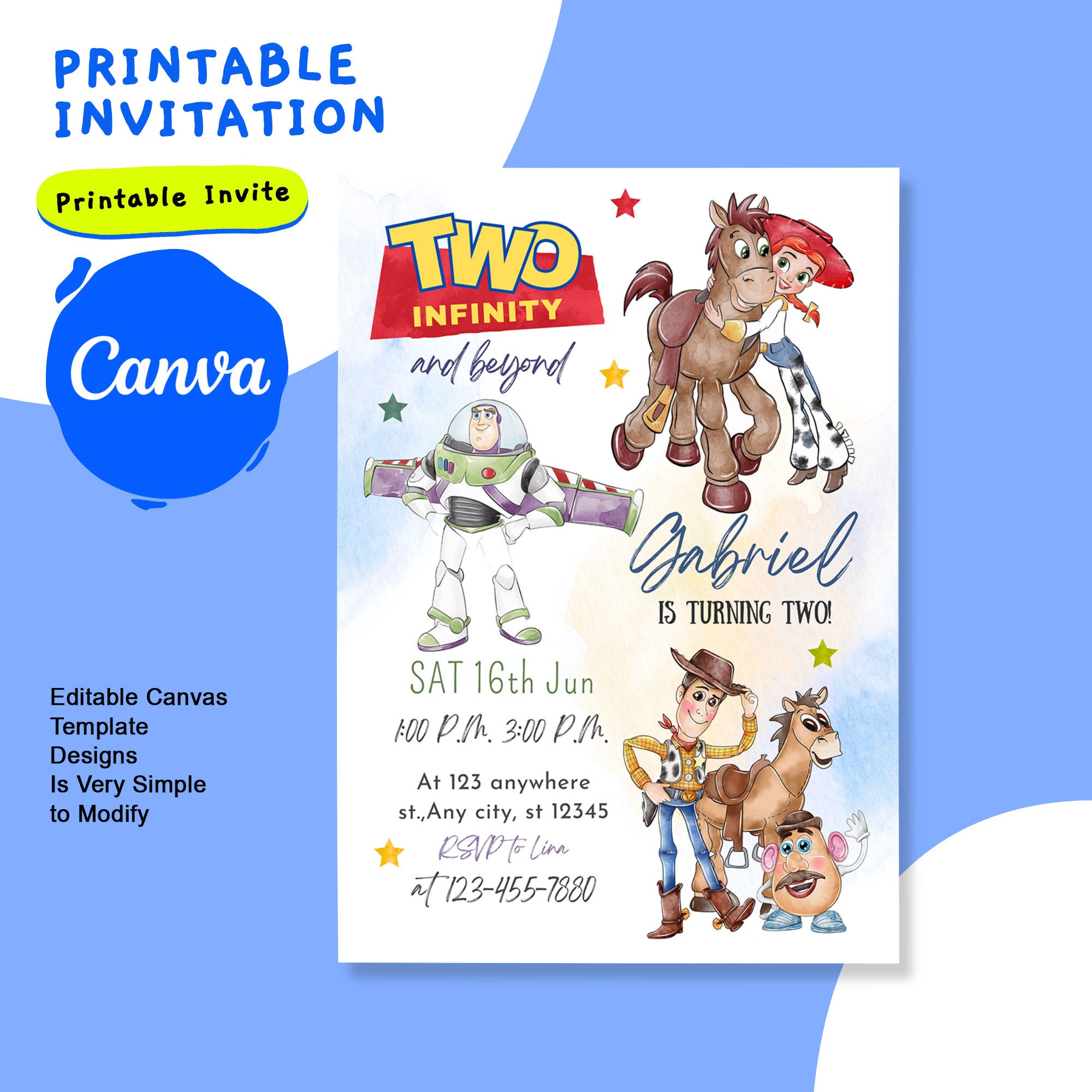 Editable Toy Story Birthday Invitation Template With Free Thank You Tag ...