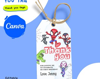 Spidey and His Amazing Friends Thank You Tags Spidey Birthday Favor ...